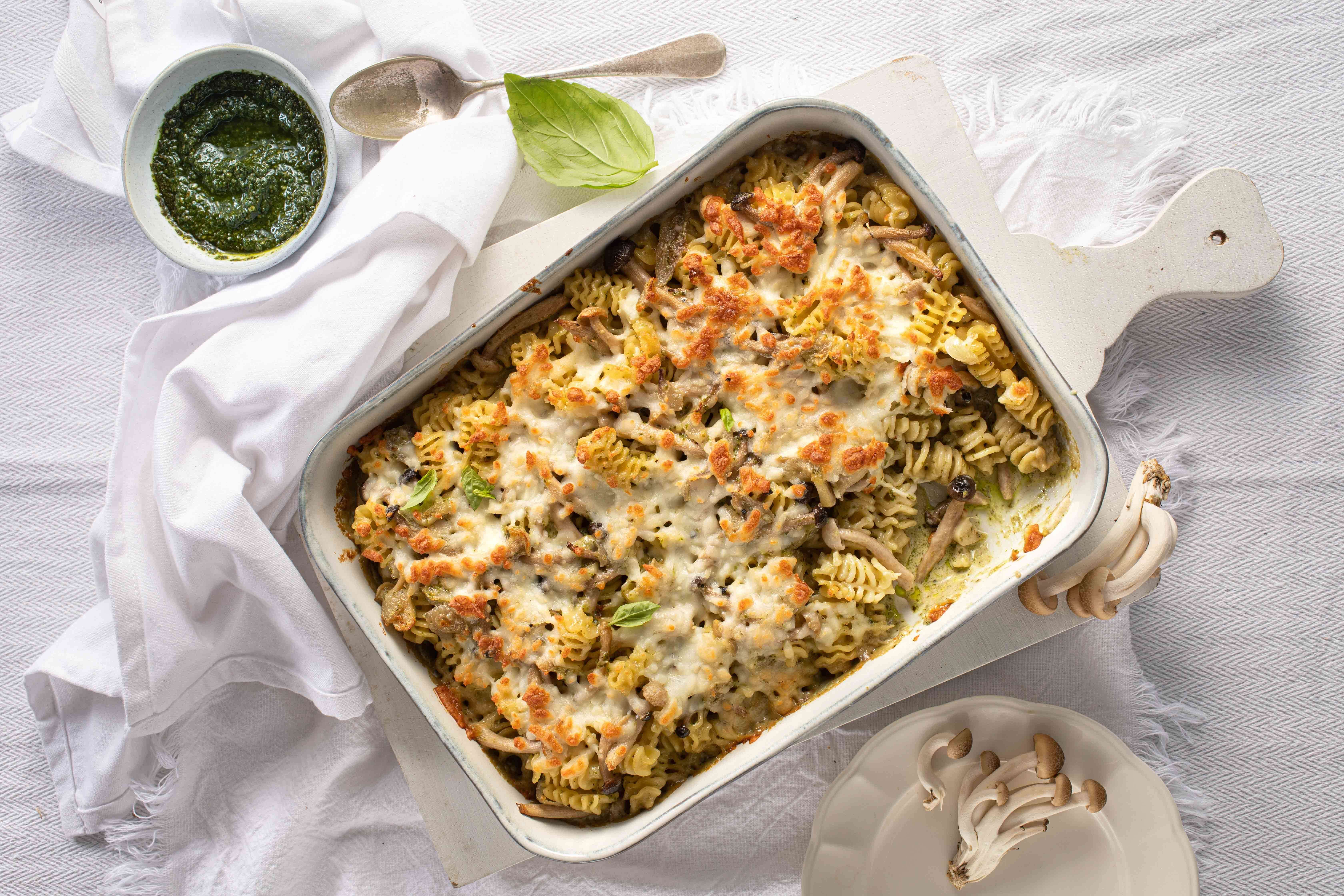 Baked Shimeji Pesto Pasta
